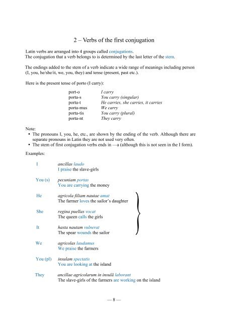 2 â Verbs of the first conjugation