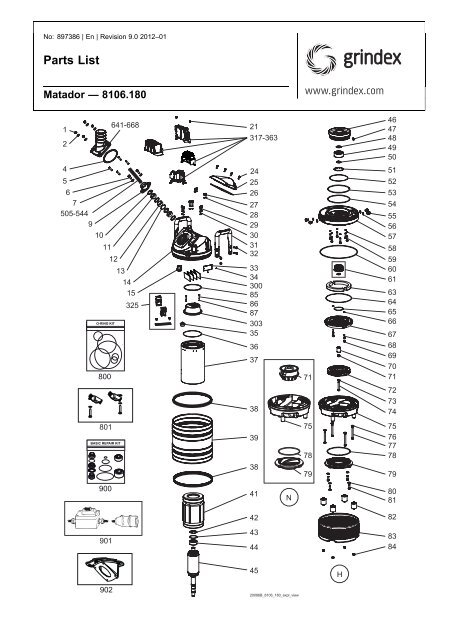 Spare parts list - Grindex