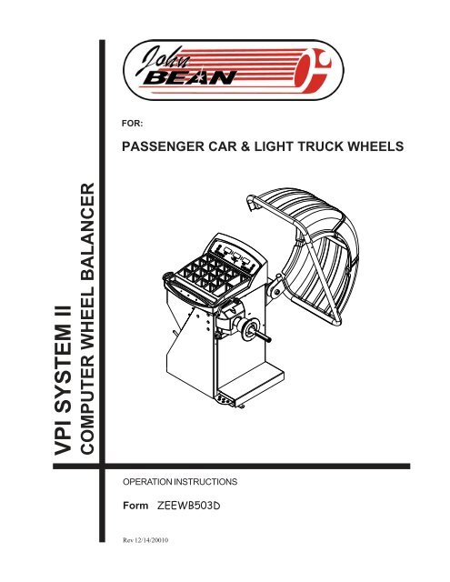 vpi system ii computer wheel balancer - Snap-on Equipment