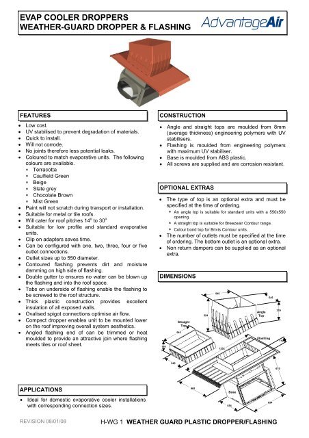 evap cooler droppers weather-guard dropper ... - Advantage Air