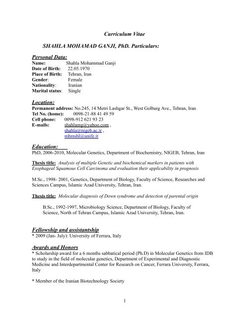 Shahla Mohammad Ganji - Science Development Network Shahla Mohammad Ganji - Science Development Network