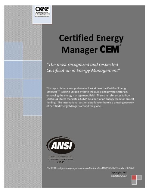 â The most recognized and respected Certification in Energy ...