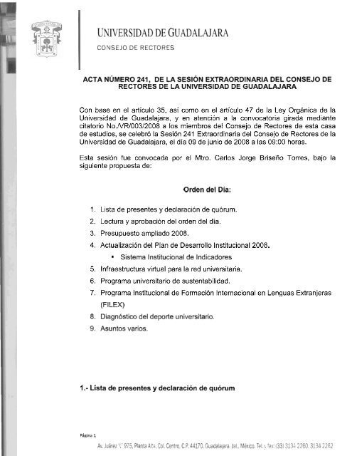 UNIVERSIDAD DE GUADALAJARA - Inicio
