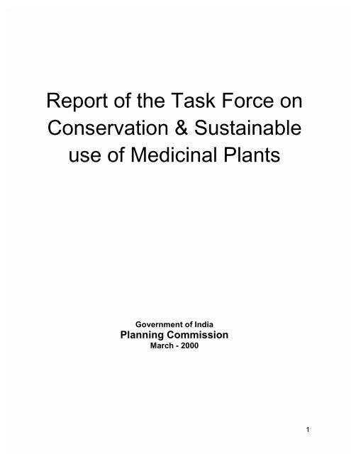 Task Force On Medicinal Plants - of Planning Commission