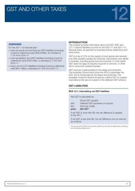 GsT AnD OTHER TAxEs - Australian Taxation Office