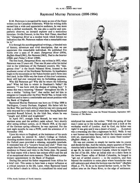 Raymond Murray Patterson (1898-1984) - AINA Publications Server