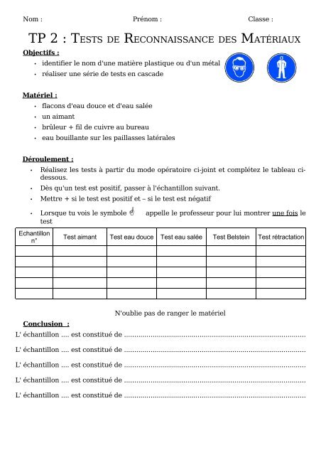 TP 2 : TESTS DE - Free