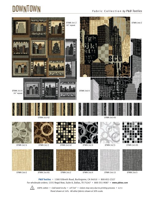 Downtown FREE Pattern from P & B Textiles!!