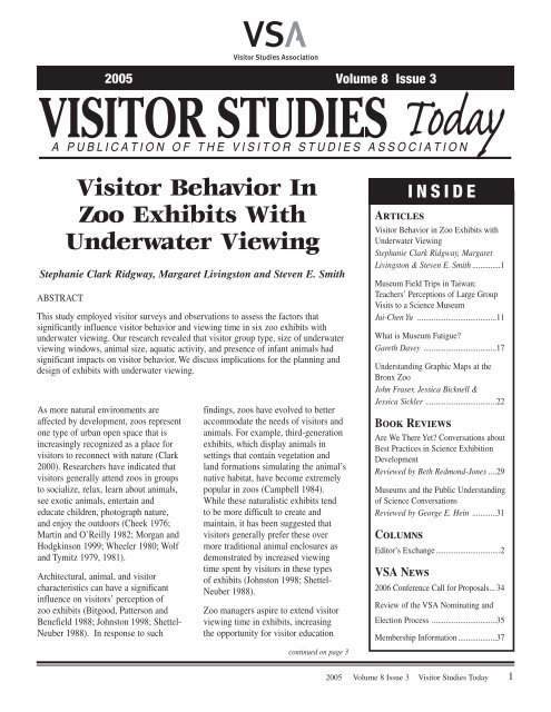 Visitor Behavior In Zoo Exhibits With Underwater Viewing