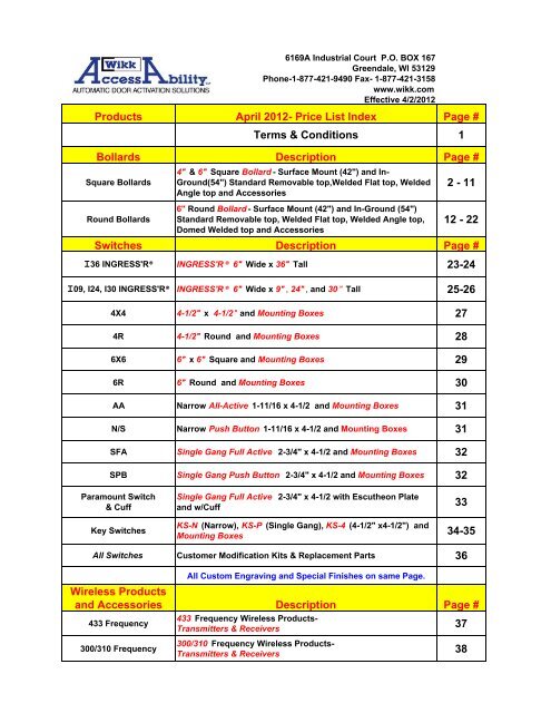 Wikk Price List 2012 - Access Hardware Supply