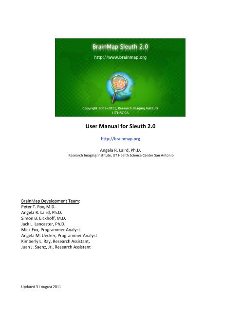 Sleuth User Manual - BrainMap