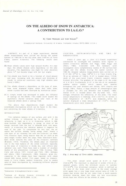 on the albedo of snow in antarctica - International Glaciological ...