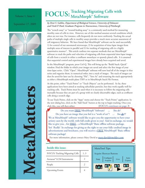 Tracking Migrating Cells with MetaMorph® Software