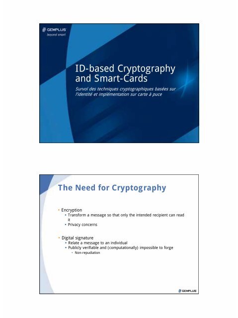 ID-based Cryptography and Smart-Cards