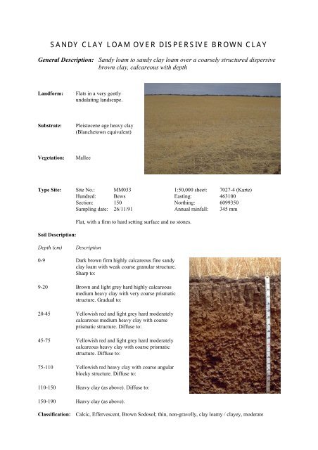 SANDY CLAY LOAM OVER DISPERSIVE BROWN CLAY - asris