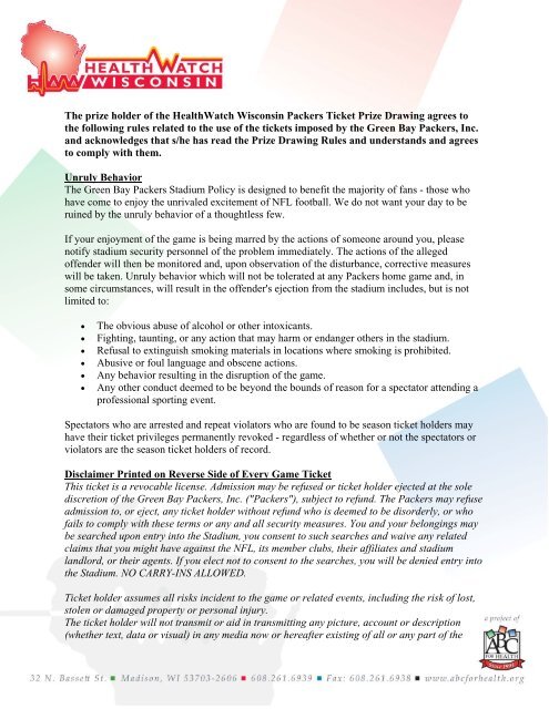 Acknowledgement of Responsibility form