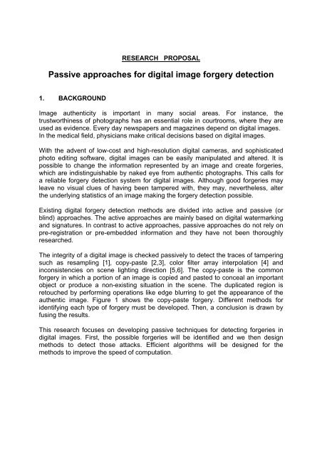 Passive Approaches For Digital Image Forgery Detection