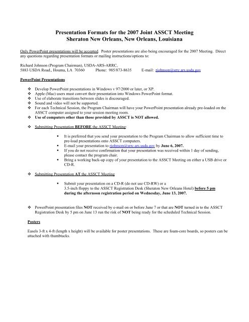 Guidelines on Presentation Formats for Technical Sessions