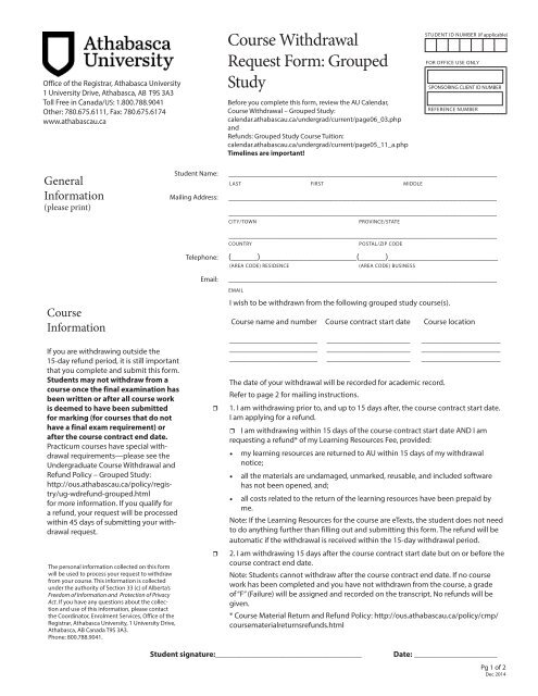 Course Withdrawal Request Form - Office of the Registrar