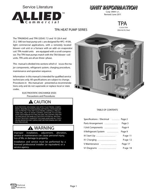 T-Series (TPA) Service Manual - Allied Commercial