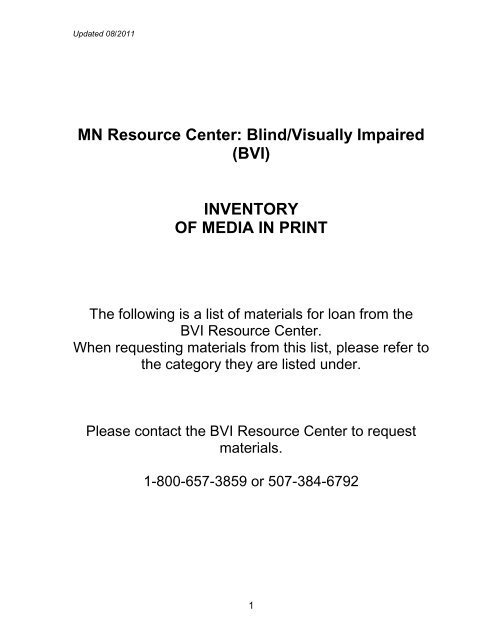 MN Resource Center: Blind/Visually Impaired - Region 10 Low ...
