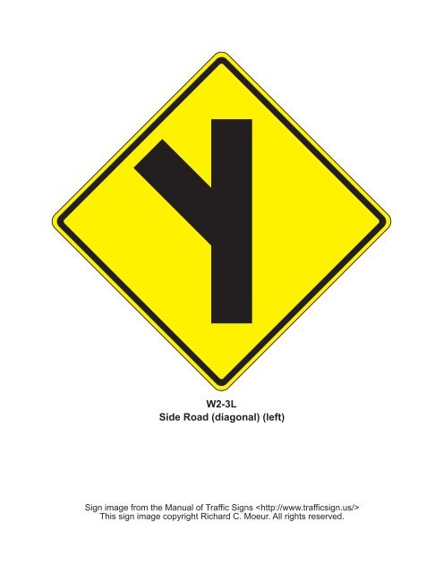 W2-3L Side Road (diagonal) (left) - Manual of Traffic Signs