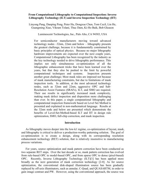 Inverse Lithography Technology - Luminescent Technologies