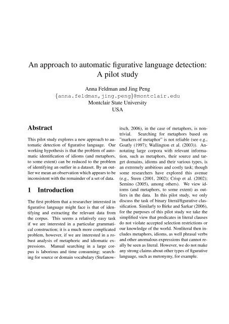 An approach to automatic figurative language detection: A pilot study
