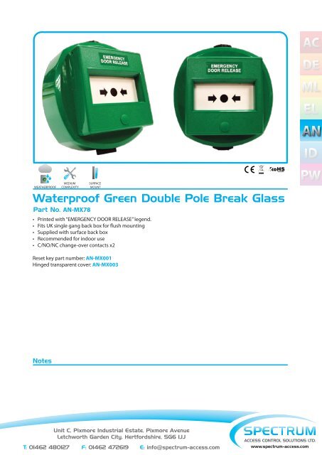 Green Emergency Door Release Break Glass Datasheet - Glass Door Ideas