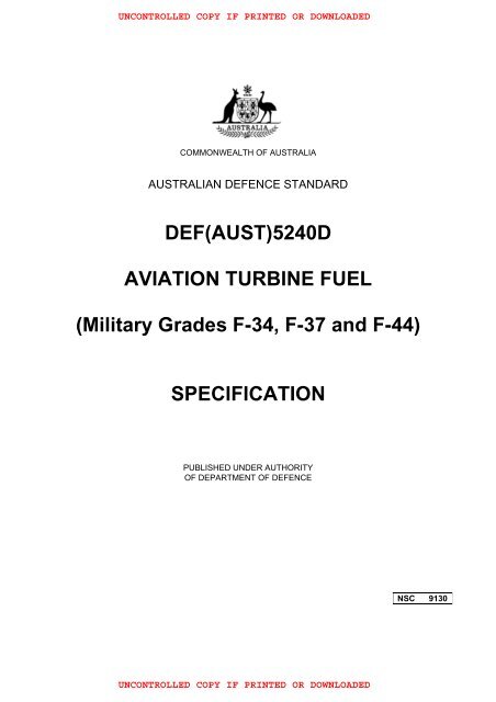 DEF(AUST)5240D AVIATION TURBINE FUEL - Department of ...