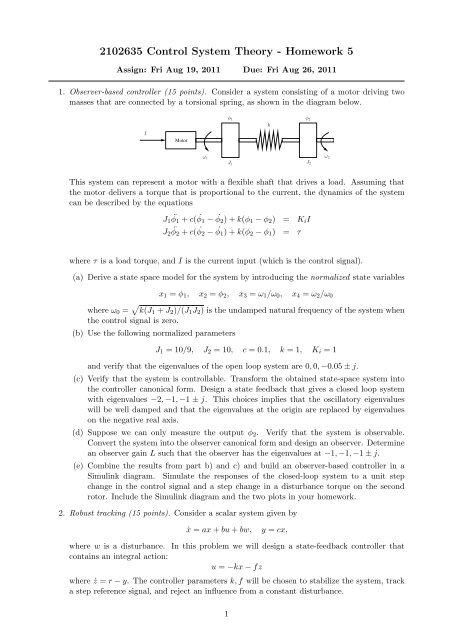 2102635 Control System Theory - Homework 5