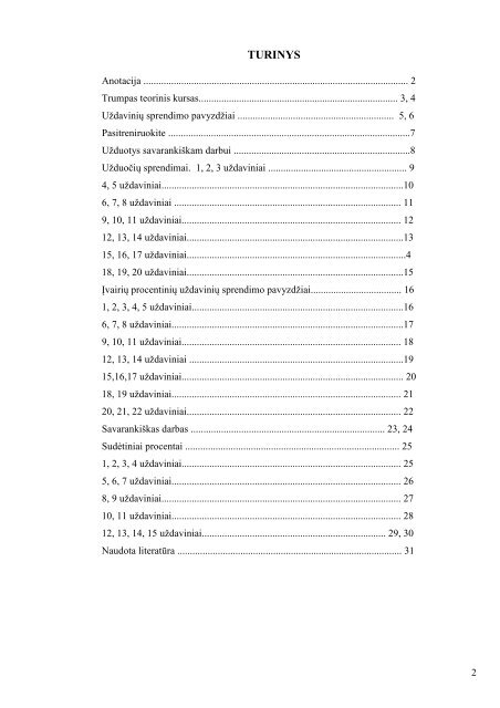 Matematika. Procentai. Uždavinių sprendimo pavyzdžiai