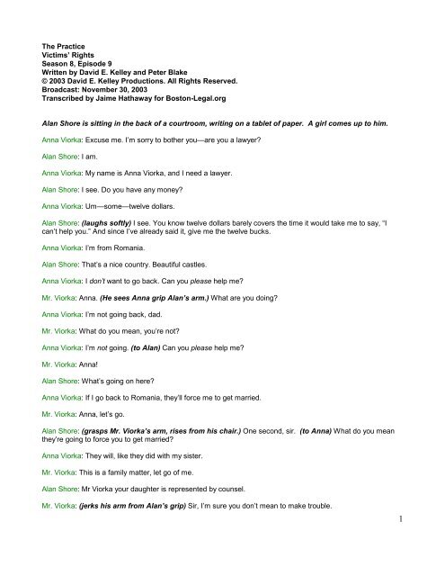 The Practice Victims' Rights Season 8, Episode 9 ... - Boston Legal