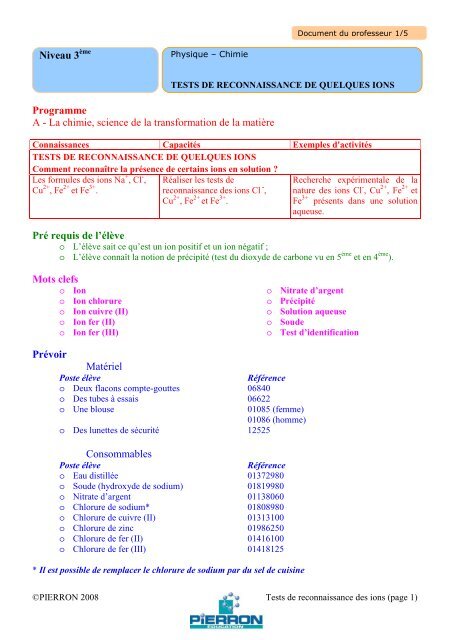 Chap2 Tests de reconnaissance de quelques ions