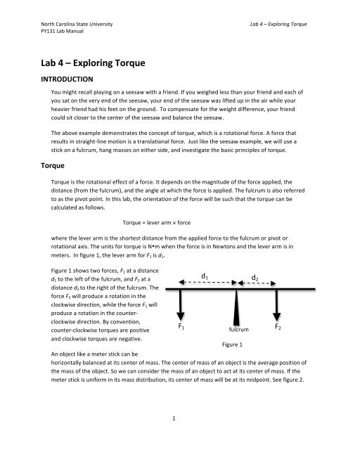 Lab 4 â Exploring Torque - WebAssign