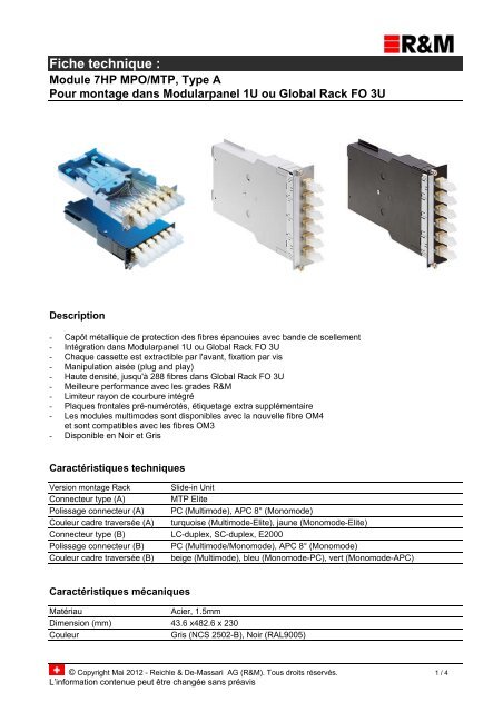 Fiche technique - R&M