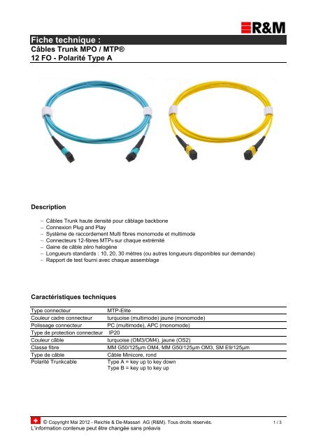 Fiche technique - R&M