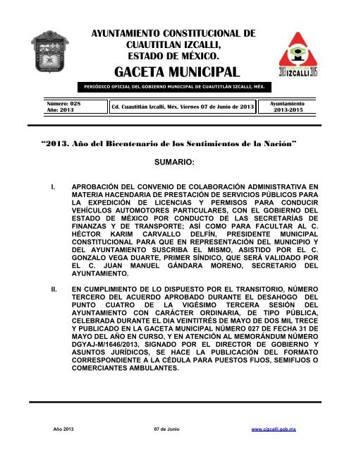 GACETA MUNICIPAL - Ayuntamiento de CuautitlÃ¡n Izcalli