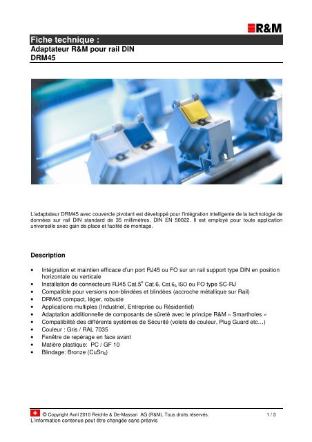 Fiche technique - R&M