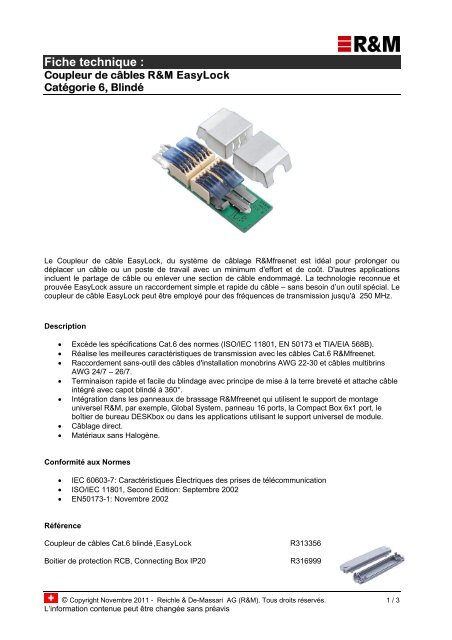 Fiche technique - R&M