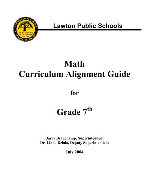 Math Curriculum Alignment Guide Grade 7 - Lawton Public Schools