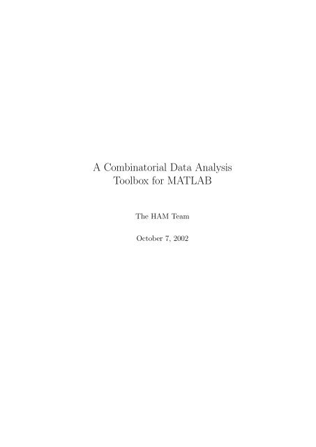 A Combinatorial Data Analysis Toolbox for MATLAB