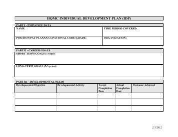Individual Development Plan for District Managers Sample - nasca