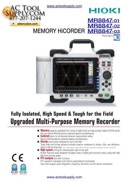 Hioki MR8847-01 Datasheet - Actoolsupply.com