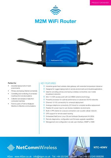 Netcomm NTC-40WV Datasheet (PDF) - 4Gon