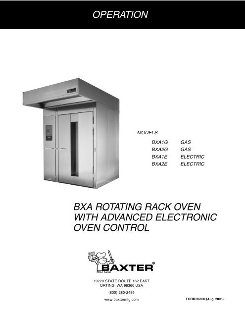 Baxter Oven Parts Control Panel