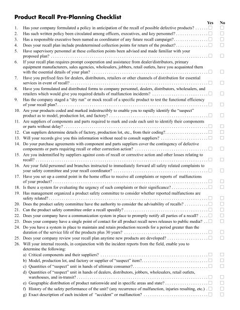 9-Product Recall Checklist.qxd - FCCI Insurance Group
