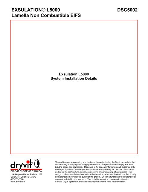 EXSULATION® L5000 Lamella Non Combustible EIFS ... - Dryvit