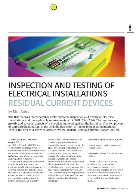Inspection And Testing Of Electrical Installations Iet Electrical