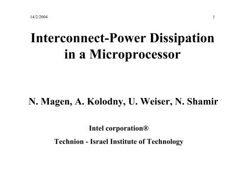 Intel talk on Interconnect power - UCSD VLSI CAD Laboratory